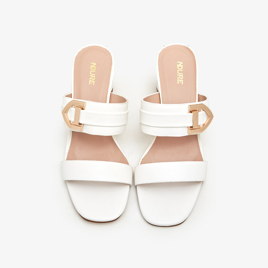 Buy WHITE Double Strapped Buckled Heels – Soloto