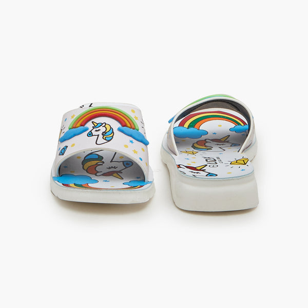 Buy WHITE Girls Playful Chappals – Soloto